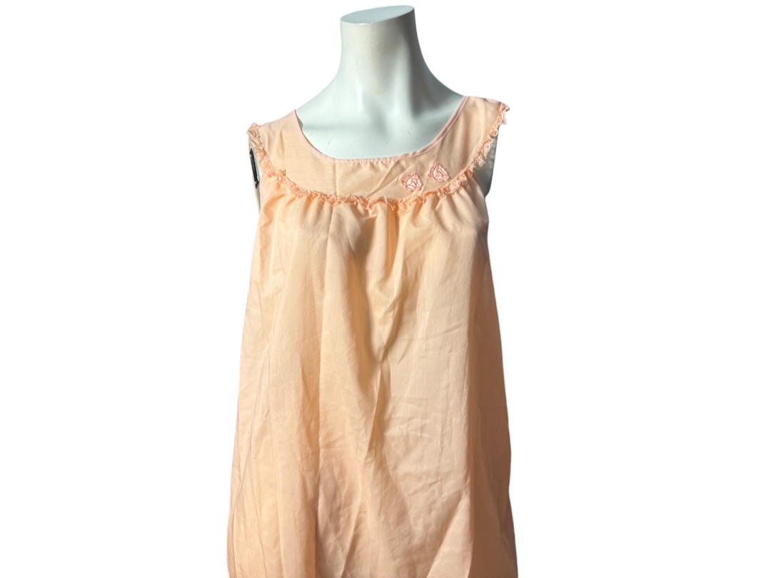 Vintage 60's Cotton Peach Short Nightgown M Philmaid - Etsy