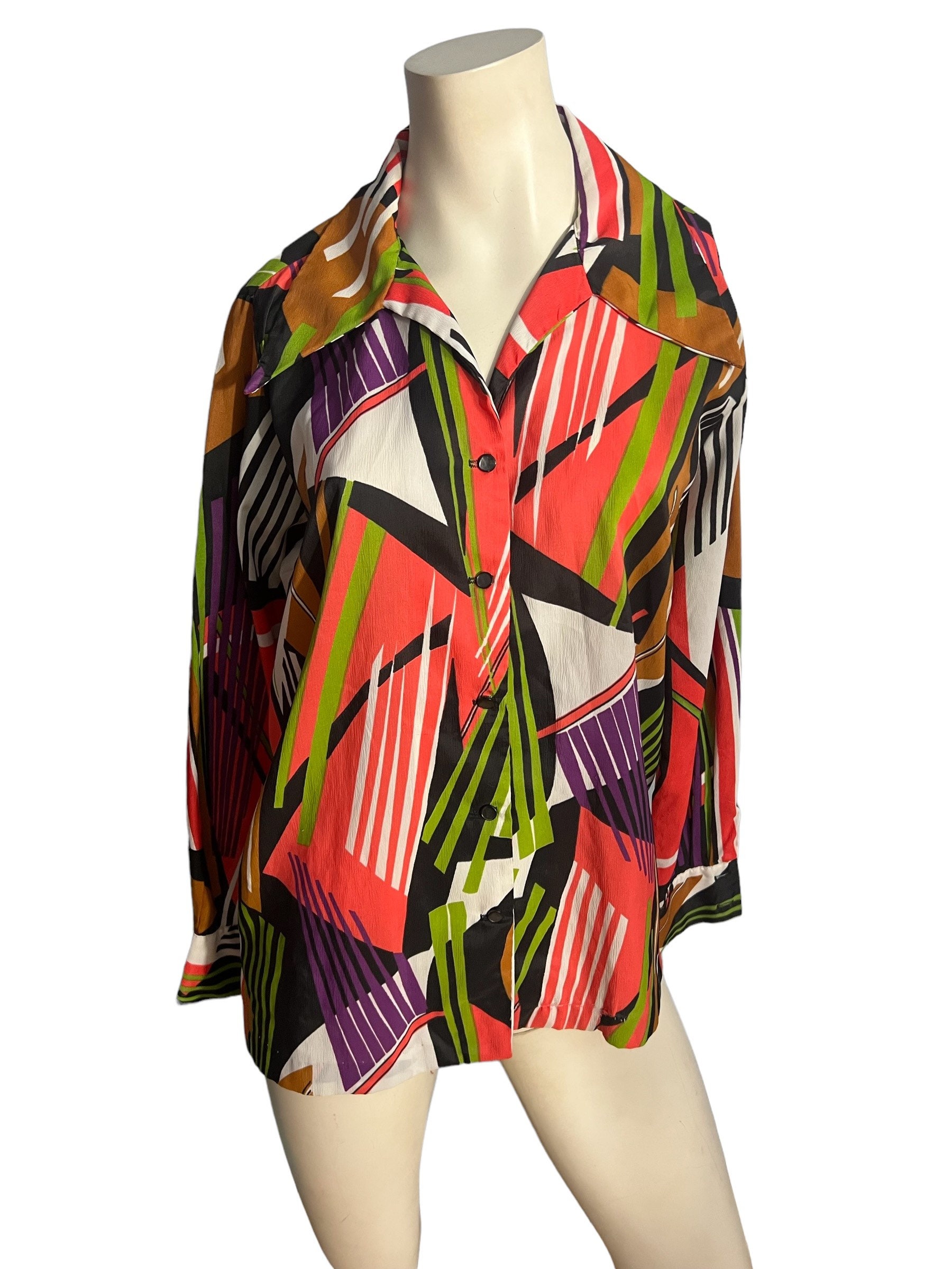 Vintage 70's Mod Butterfly Collar Shirt XL XXL - Etsy