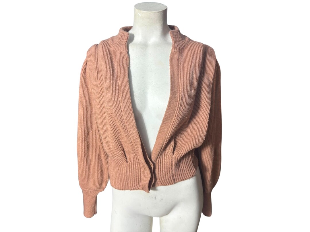 Vintage 80's Tan Sweater Jacket S Side Effects - Etsy