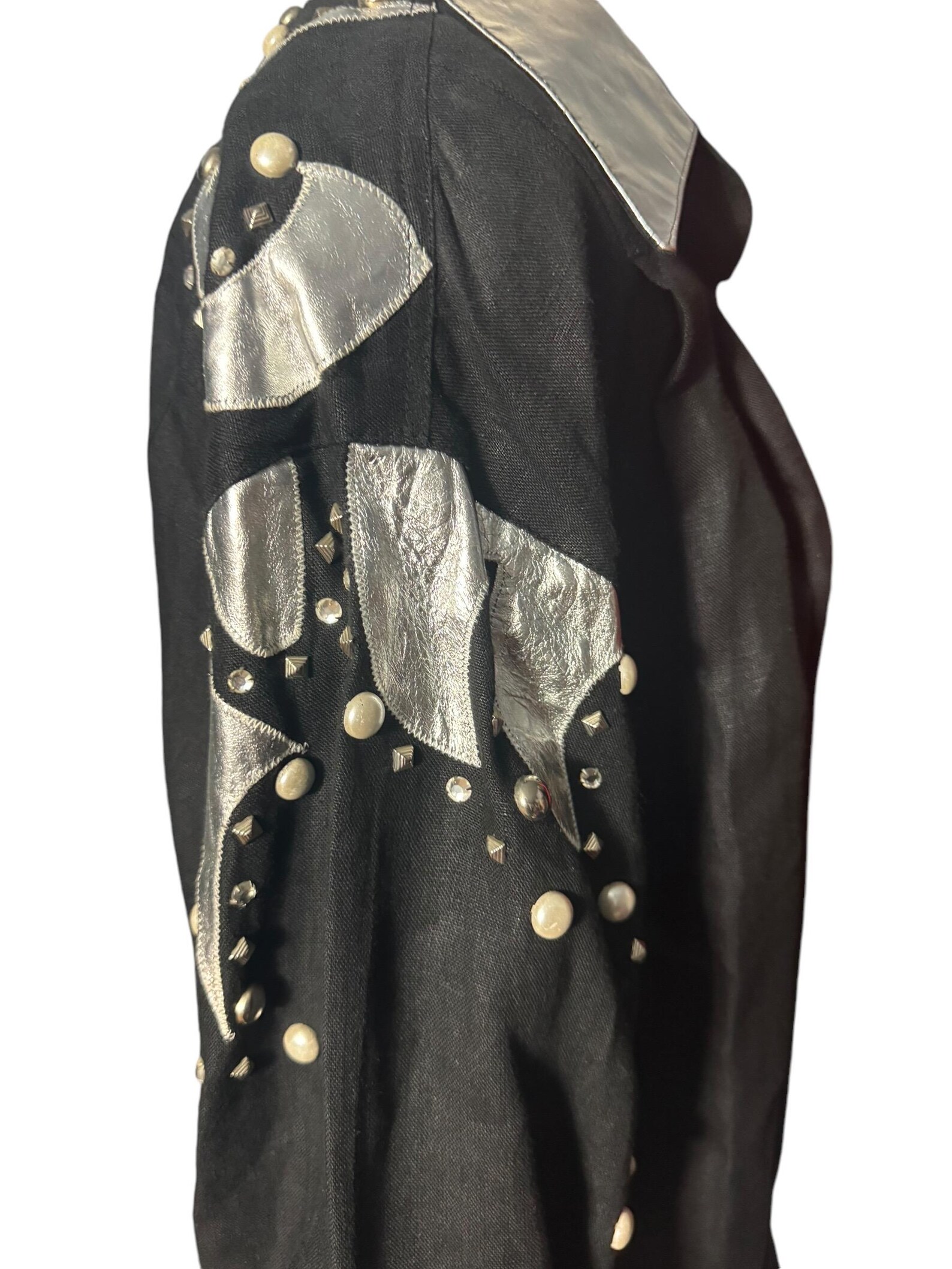 Vintage 80's Black & Silver Jacket L XL - Etsy