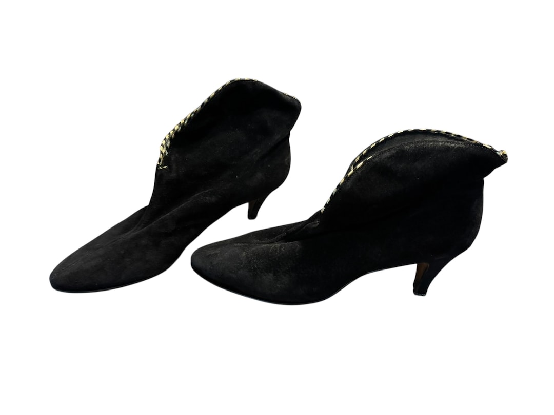 Vintage 80's Black & Gold Suede Pixie Boots 10 N - Etsy