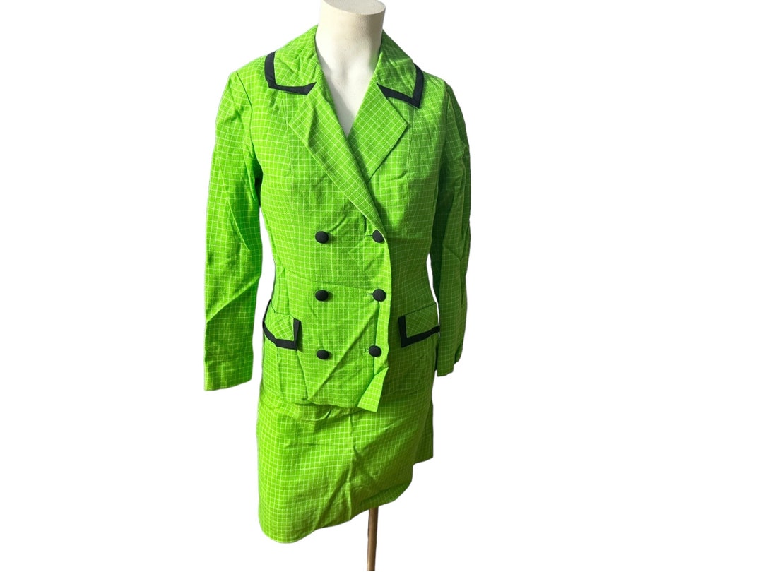 Vintage 50's 60's Green Check Suit S - Etsy