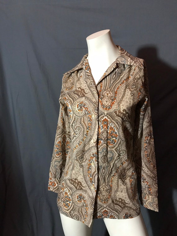 Vintage 1970's Laura Mae Paisley Button up Shirt M - Gem