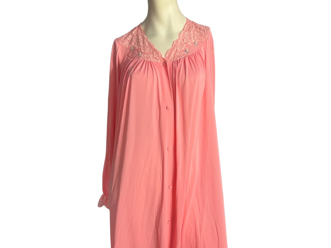 Vintage Long Pink Robe Shadowline L - Etsy