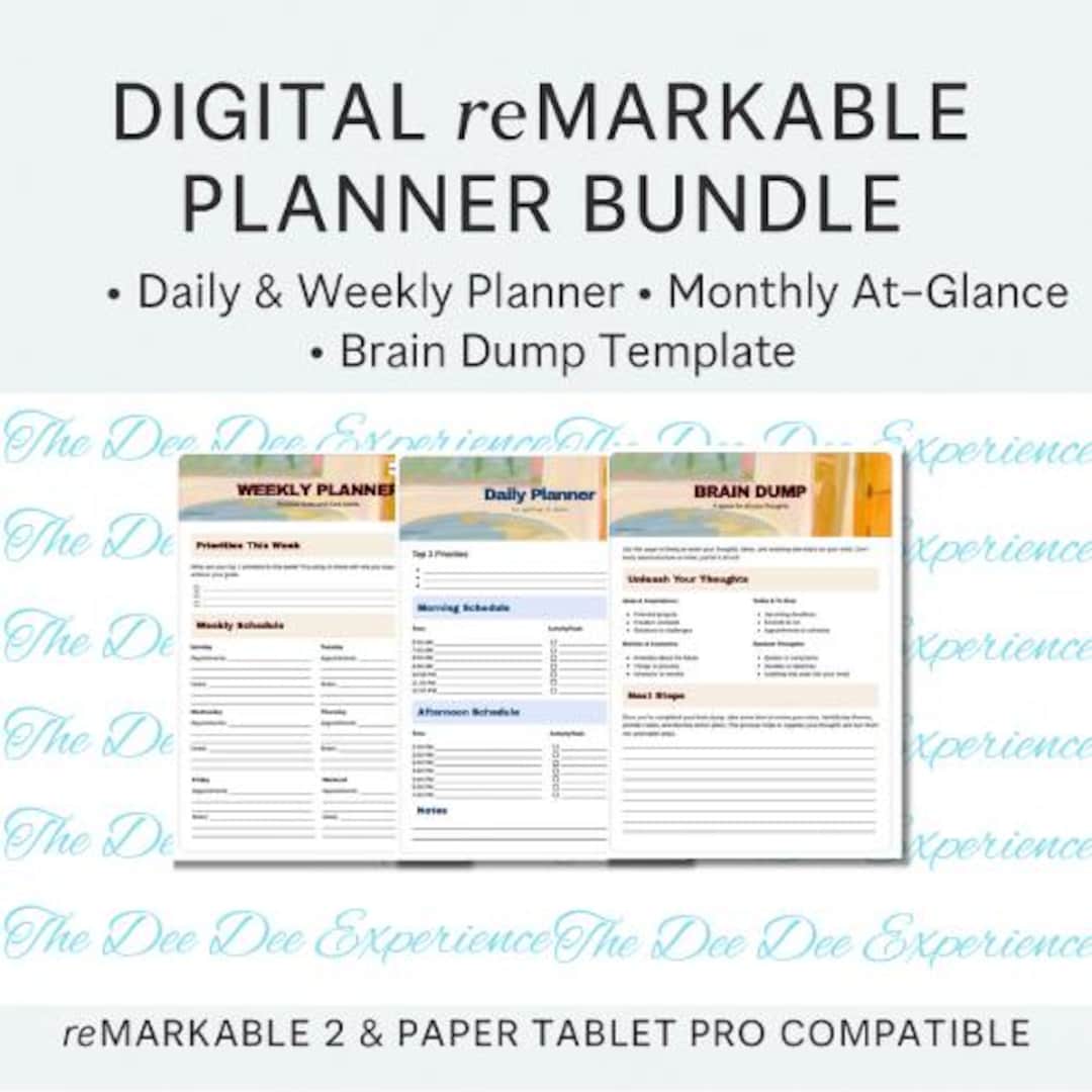 Digital Remarkable Planner Bundle | Daily & Weekly Planner + Monthly ...