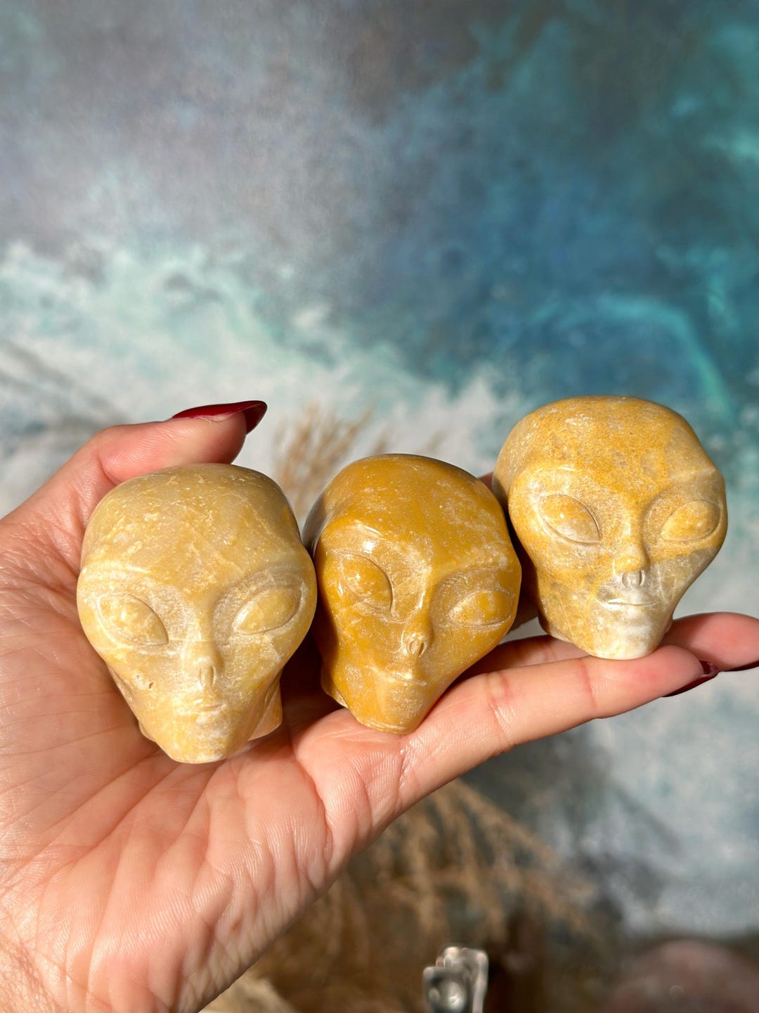 Yellow Jade Alien Carving Cosmic Being Head - Etsy
