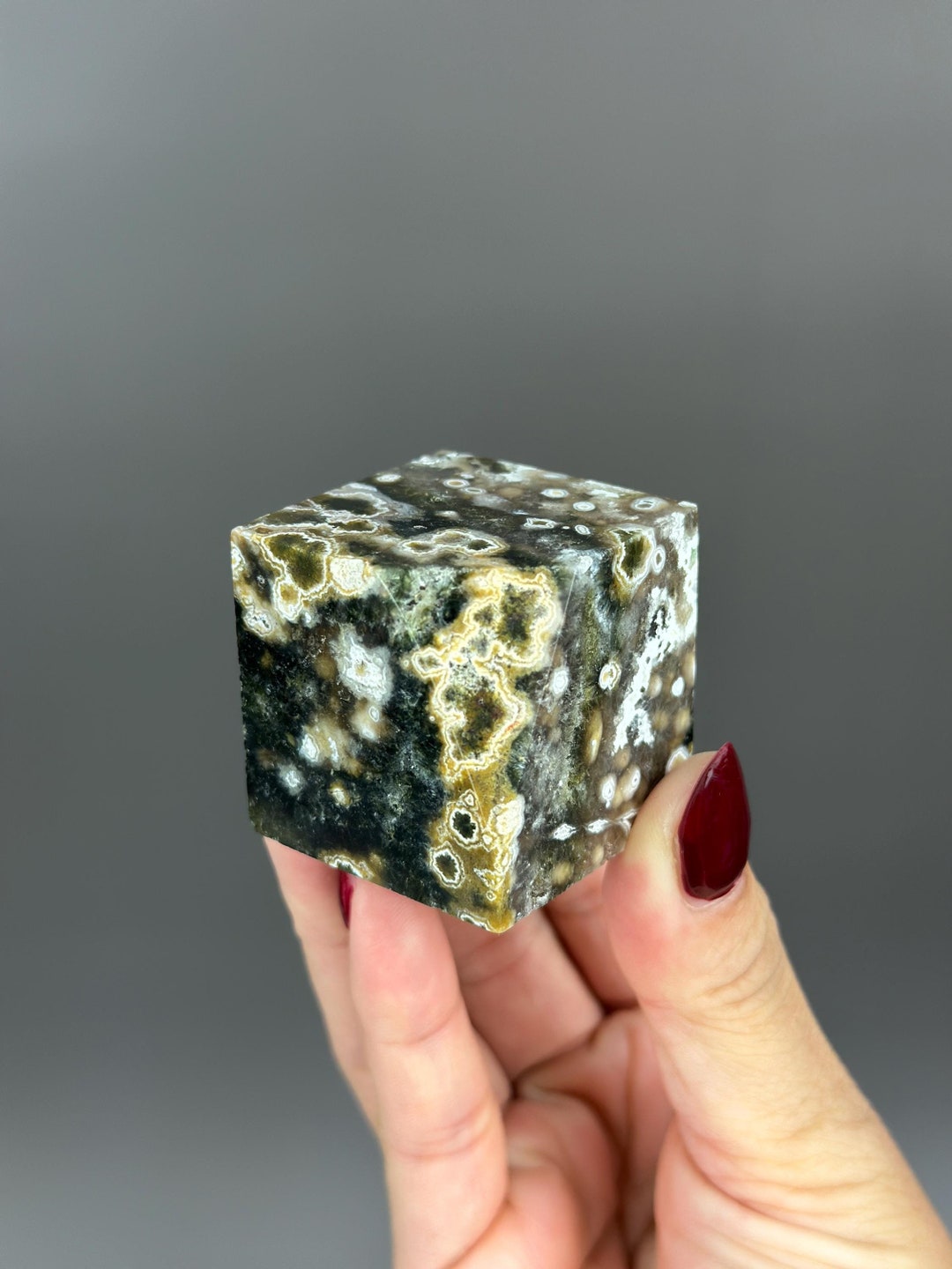 Orbicular Ocean Jasper Cube: Madagascar Crystal - Etsy