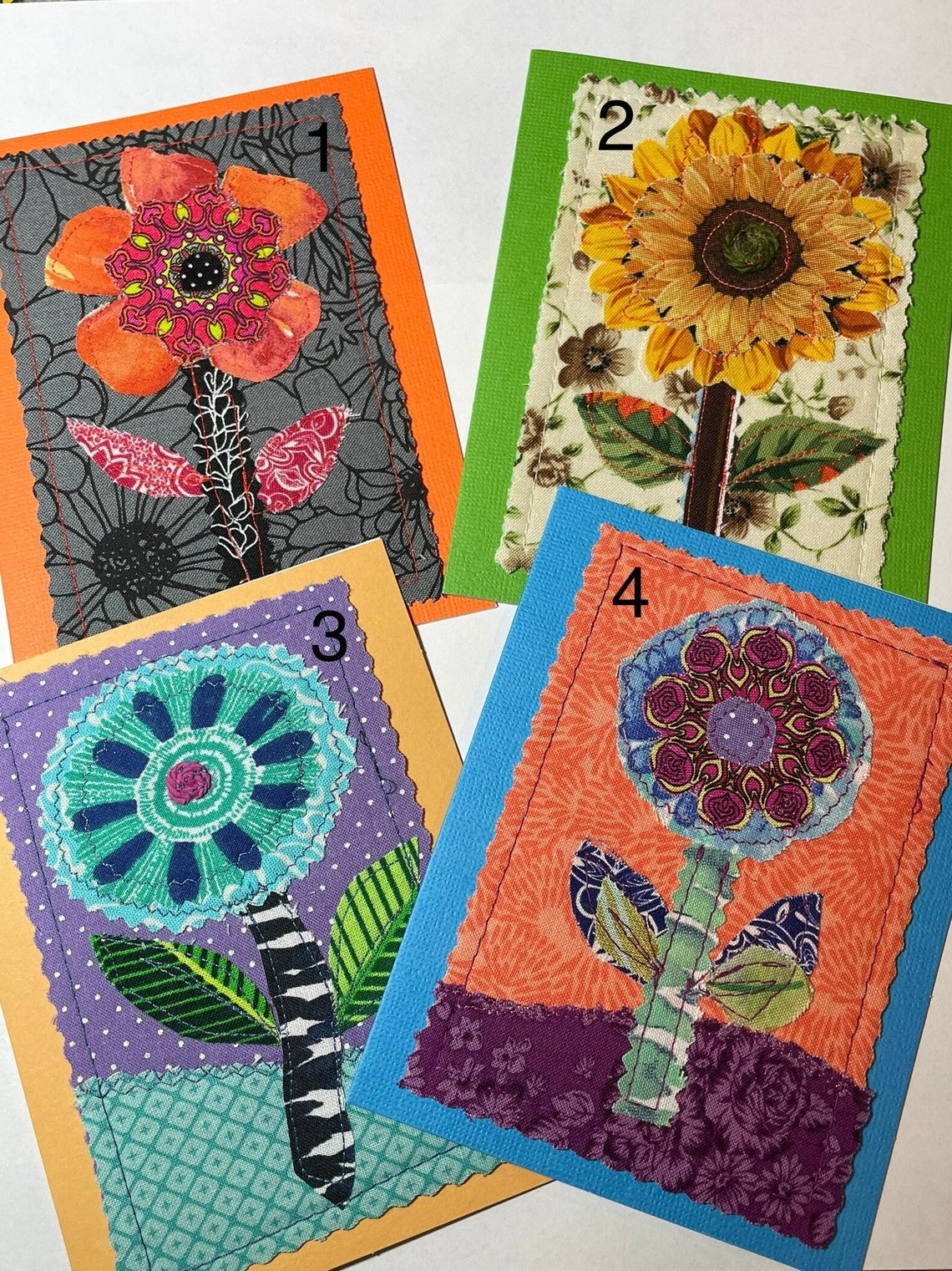 Fabric Flower Greeting Card: Raw Edge Applique - Etsy