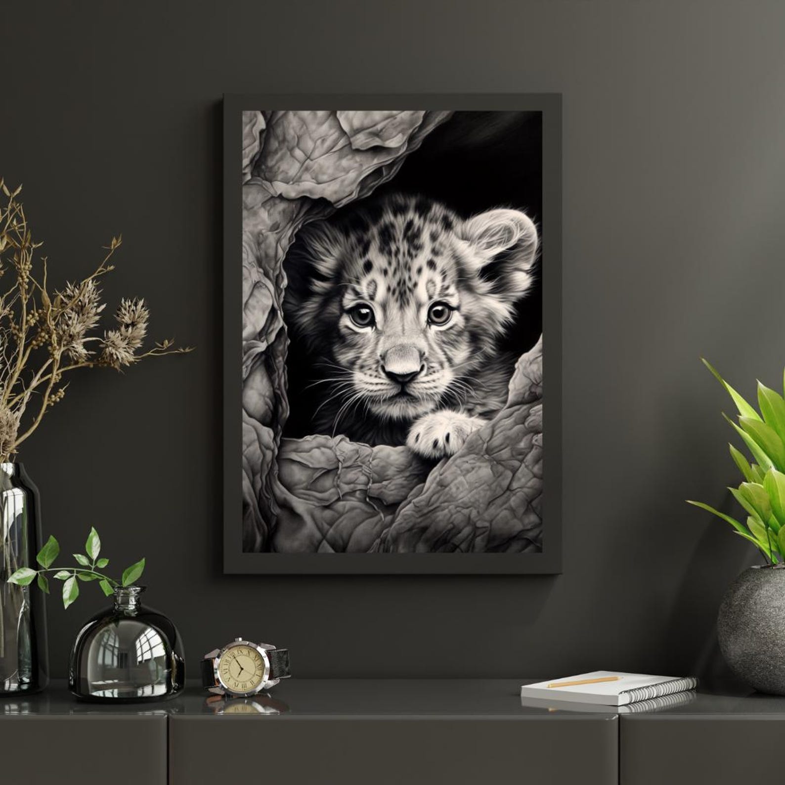 Hidden Lion Cub Digital Art | Ai-generated Design | High-resolution ...