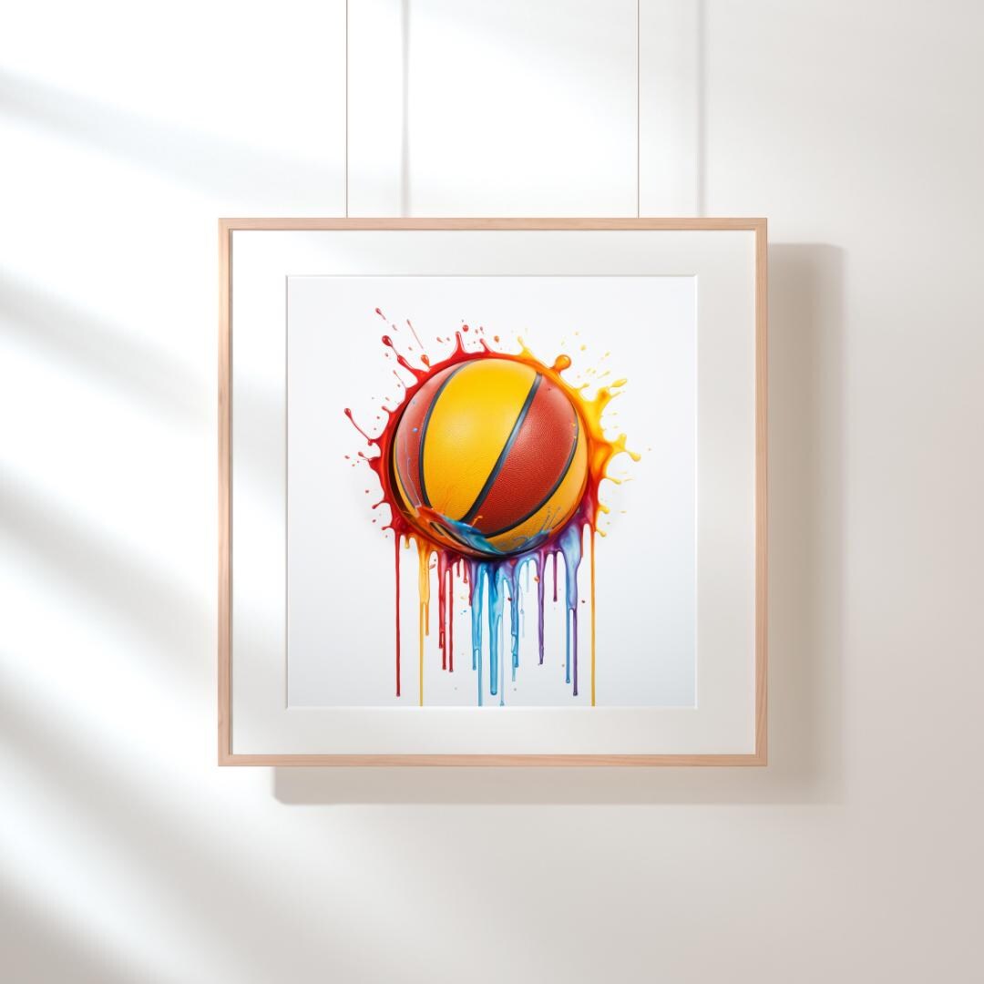 Basketball Splash Drip Digital Art Ai-generated Design 1:1 Square Ratio ...