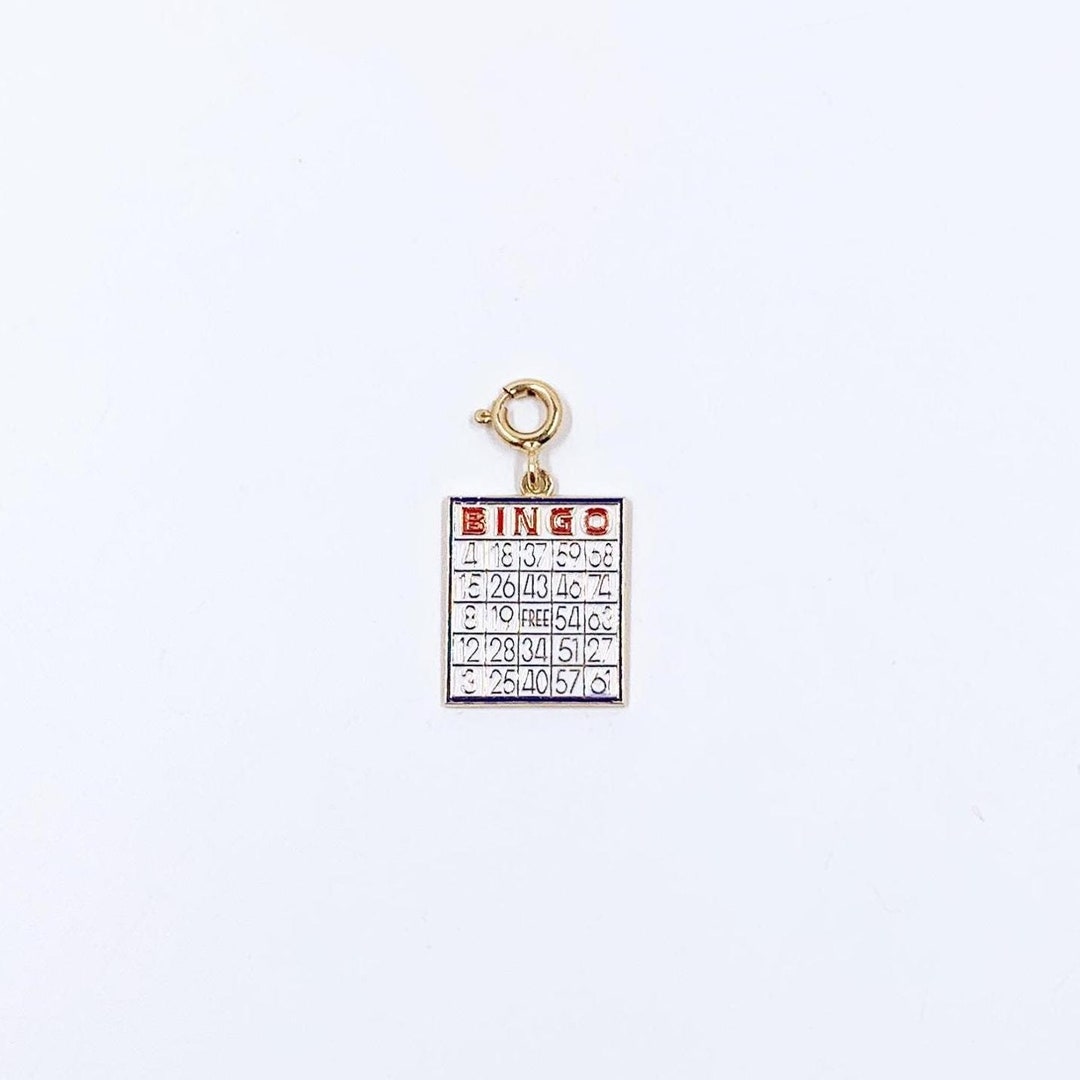 Estate 14k Yellow Gold Enamel Bingo Board Charm Pendant - Etsy
