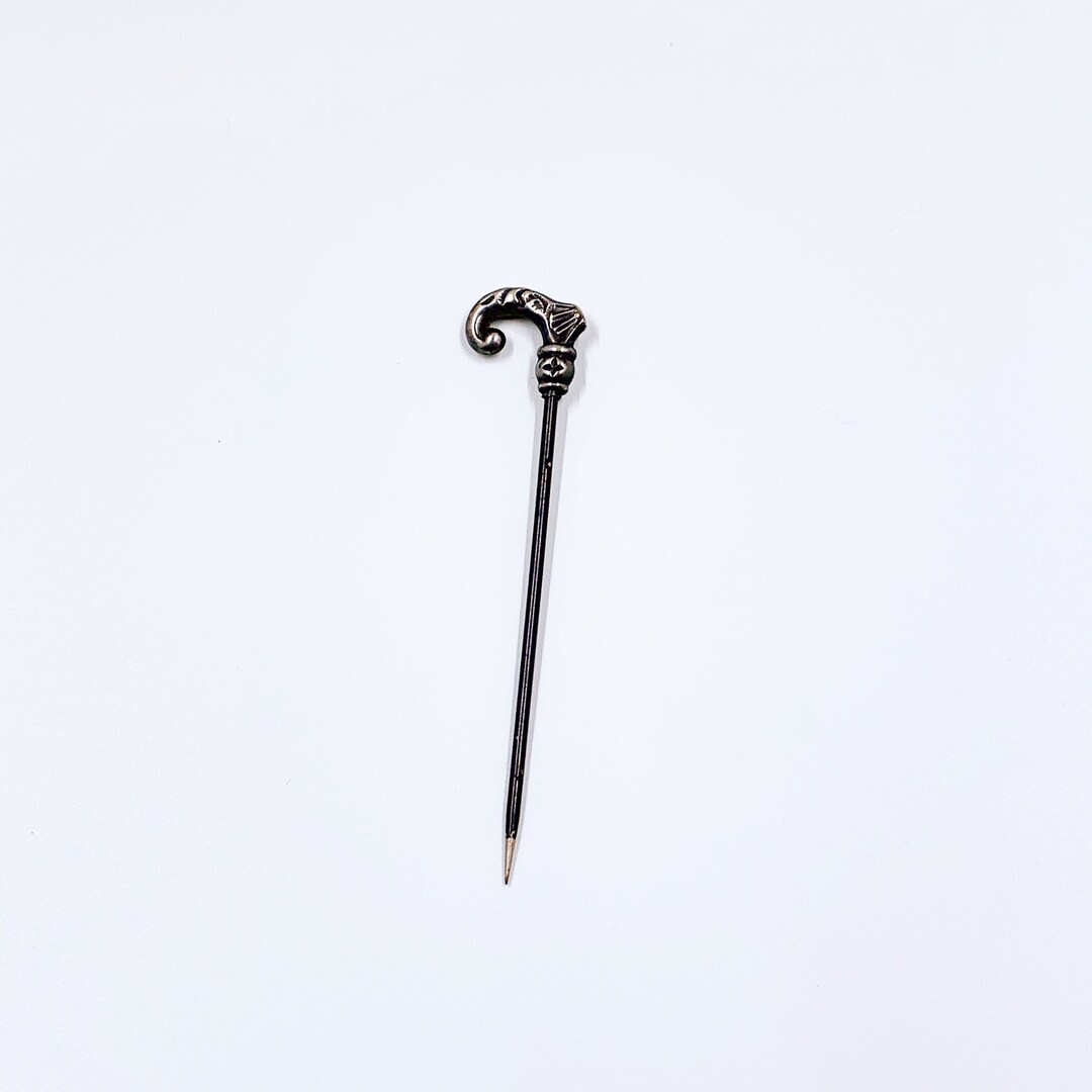 Antique Walking Cane Stick Pin Sterling Silver Cane Tie Pin Figural ...
