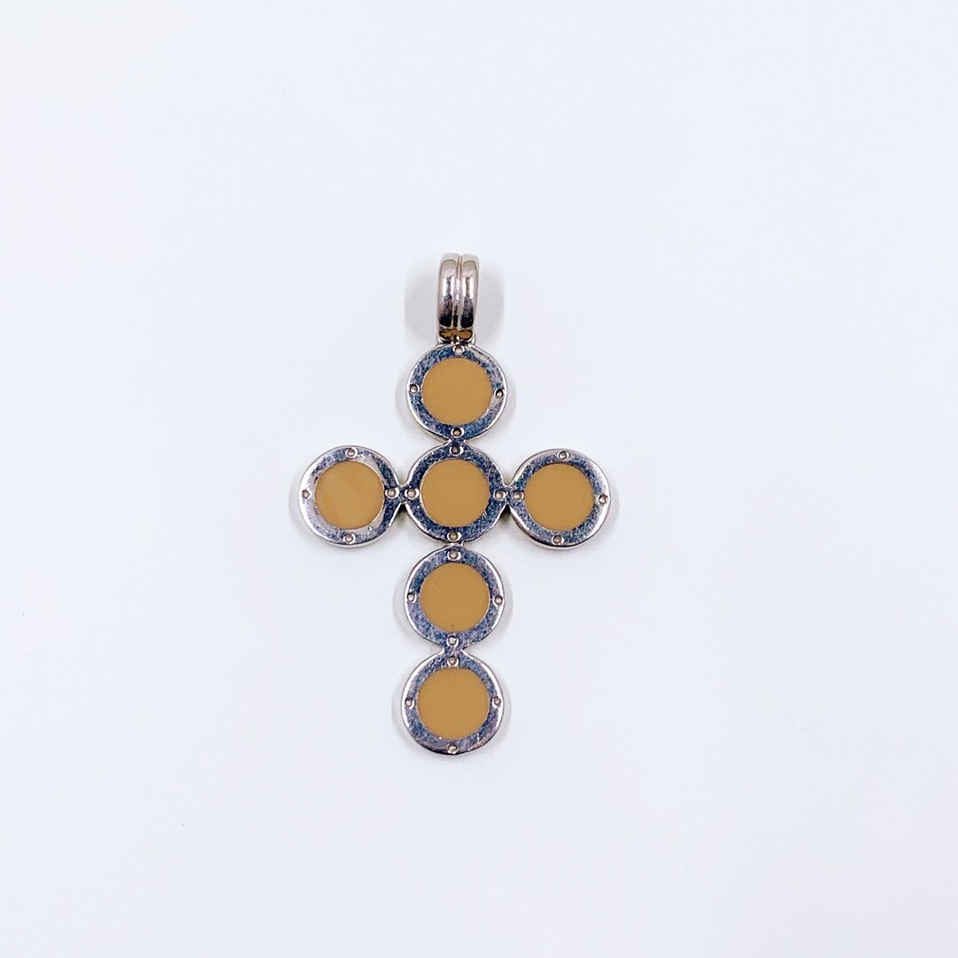Vintage Sterling Silver Enamel Cross Pendant - Alan K Design - Etsy