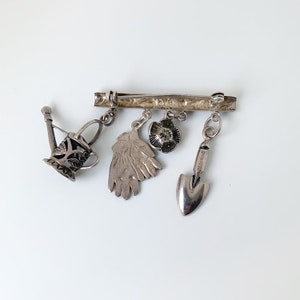 Vintage Silver Gardening Charm Brooch Gardening Charms - Etsy