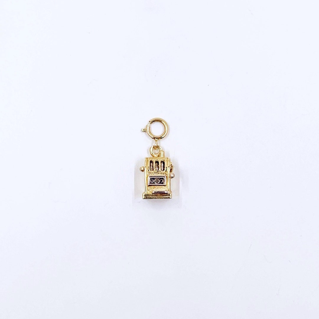Vintage 14K Gold Slot Machine Charm, 3D Movable Charm, Gambling Jewelry ...
