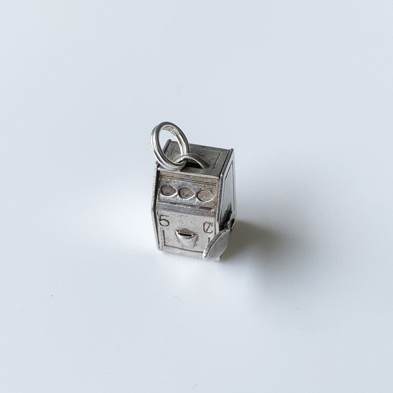 Vintage Sterling Slot Machine Charm 5 Cent Coin Slot Machine - Etsy