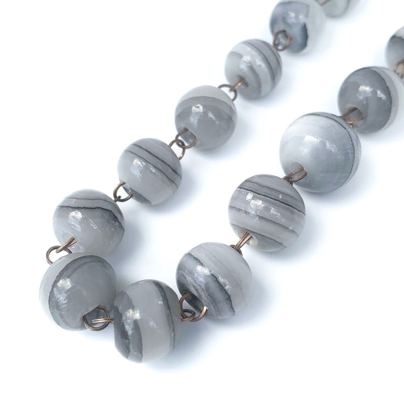 Vintage Grey Banded Agate Necklace - Etsy