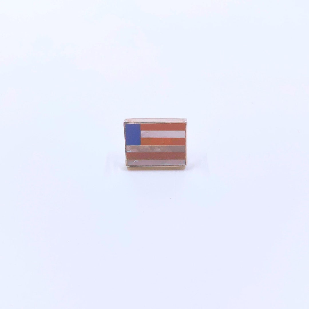 Sterling Silver American Flag Inlay Lapel Pin - GFMW Patriotic Jewelry ...