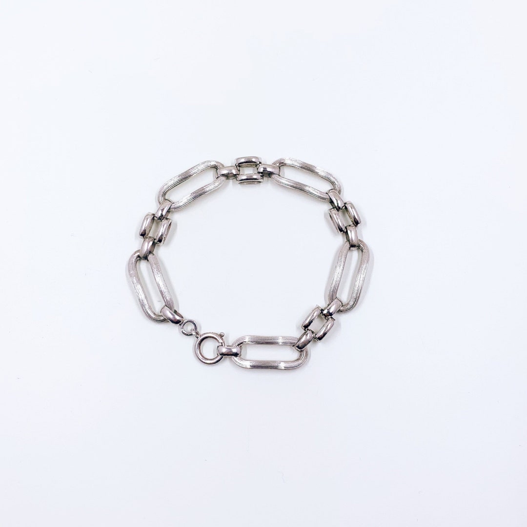 Vintage Sterling Silver Textured Fancy Link Bracelet | Forstner ...