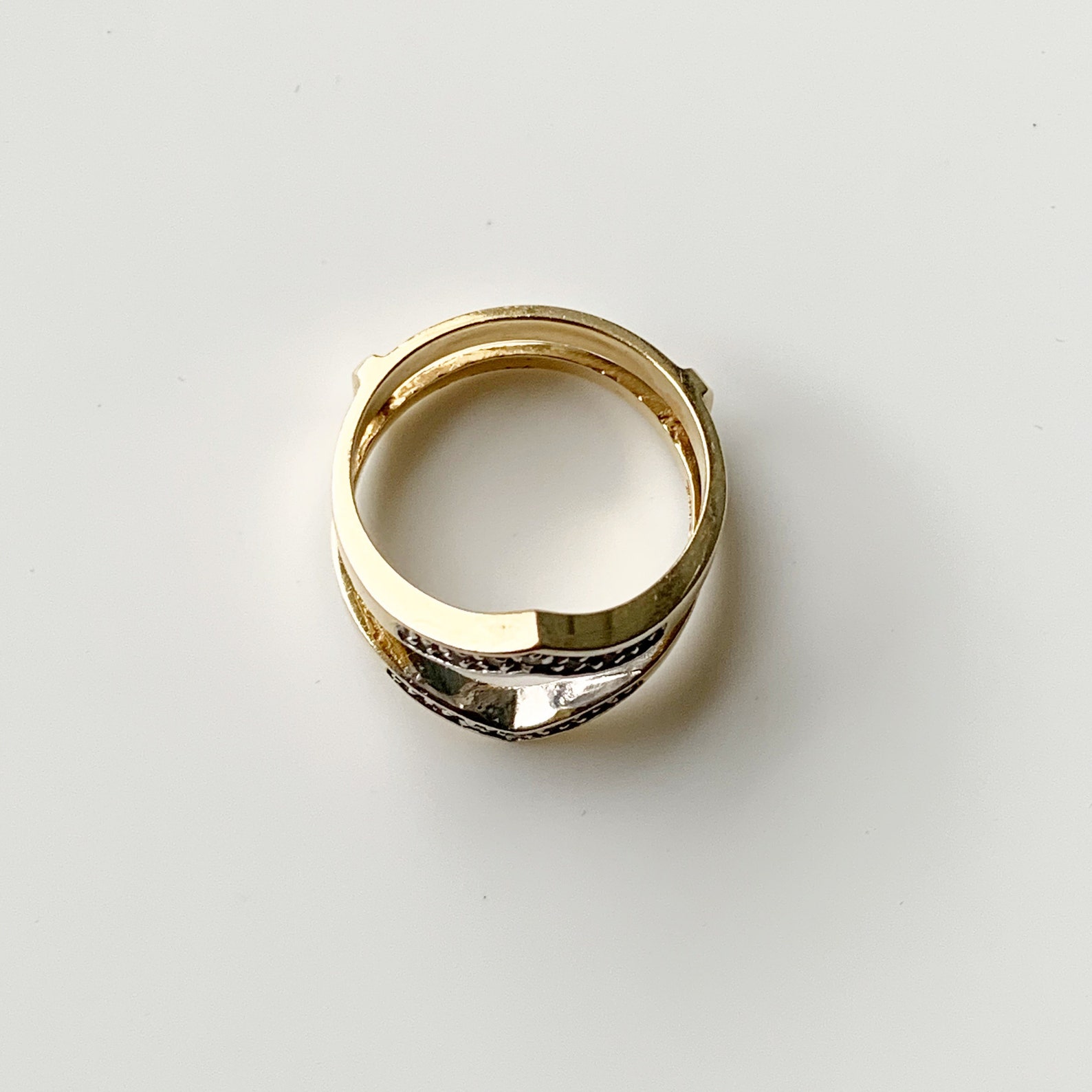 Vintage Gold Chevron Ring Enhancer 14K Gold and Diamond Ring | Etsy