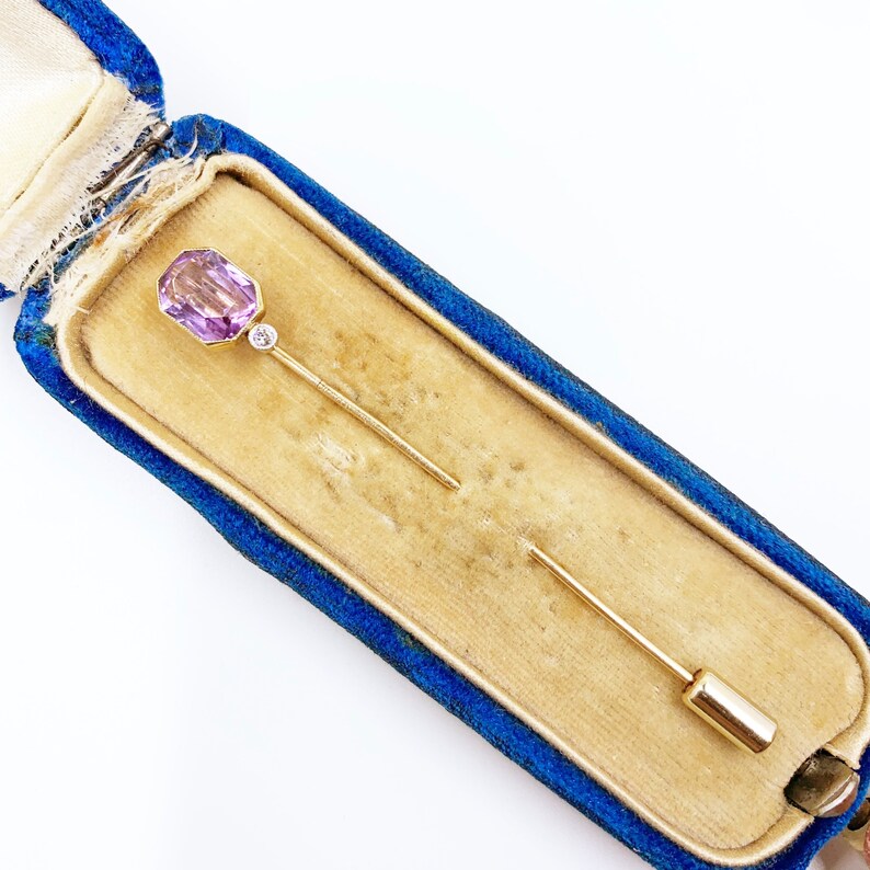 Antique 14k Amethyst and Diamond Stick Pin - Etsy