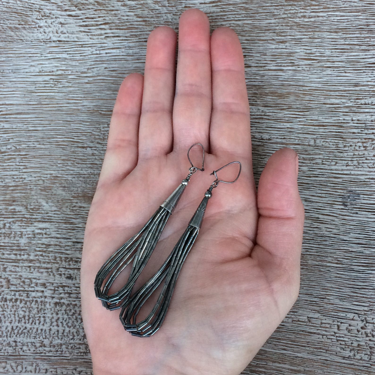 Vintage Liquid Silver Earrings 5 Strand | Etsy