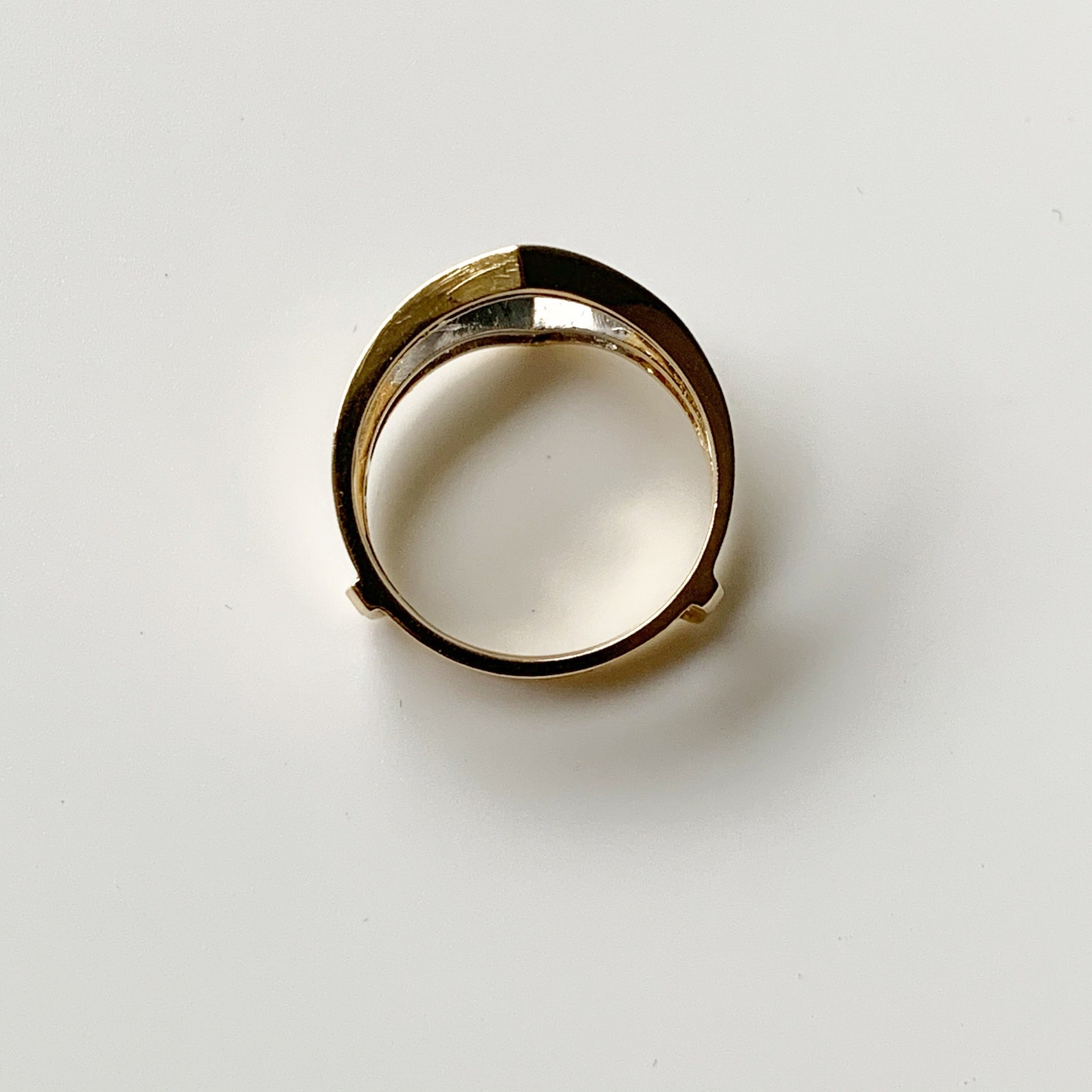 Vintage Gold Chevron Ring Enhancer 14K Gold and Diamond Ring - Etsy