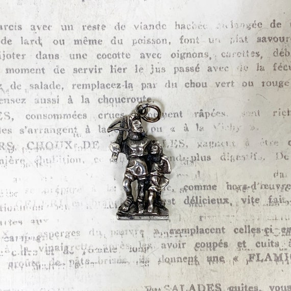Vintage Silver Medieval Knight Charm - Gem