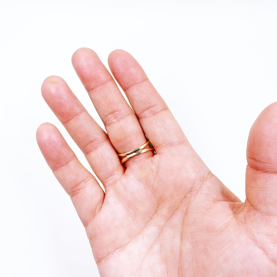 Vintage 14k Gold Scarab Ring, Carved Three Stone Scar… - Gem