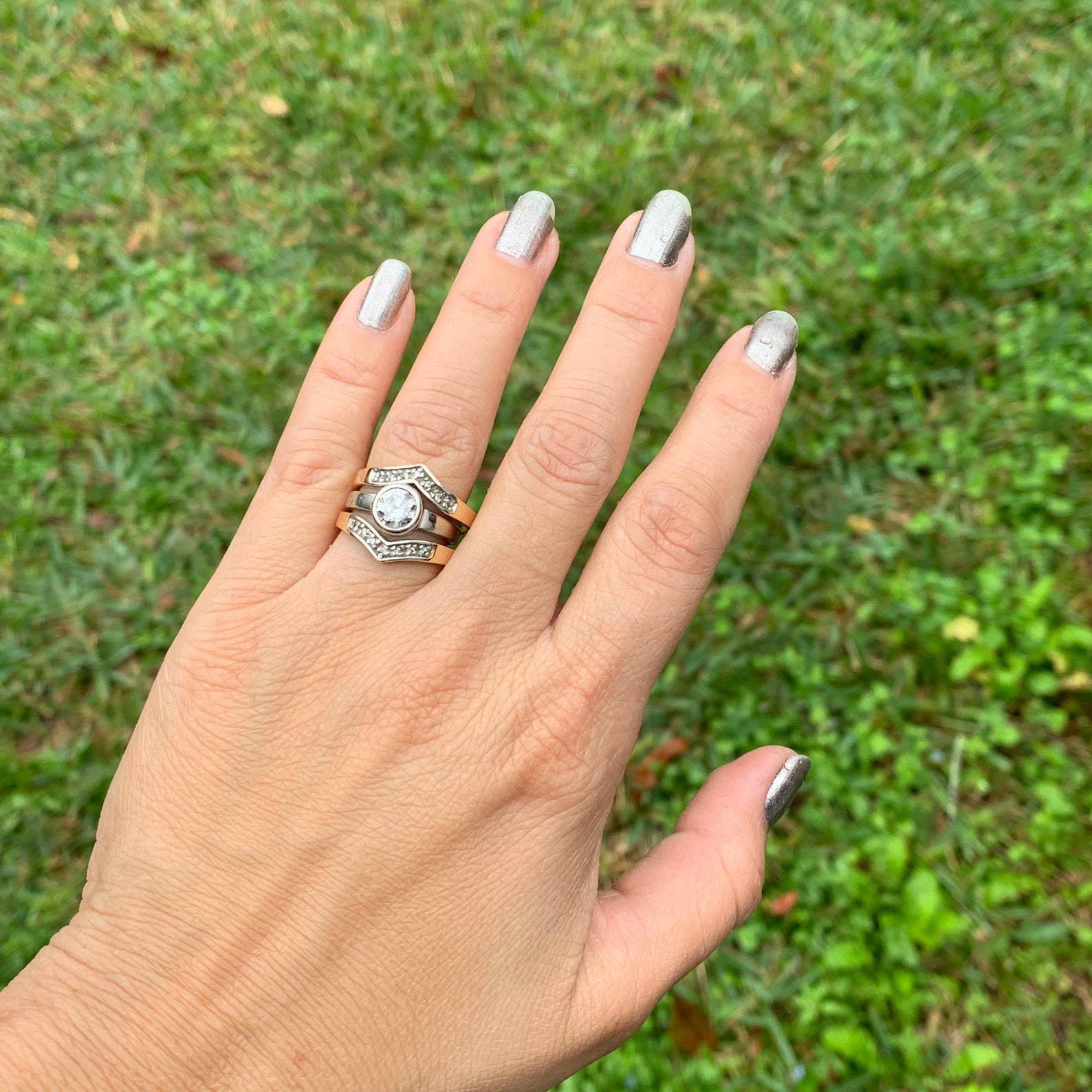 Vintage Gold Chevron Ring Enhancer 14K Gold and Diamond Ring - Etsy