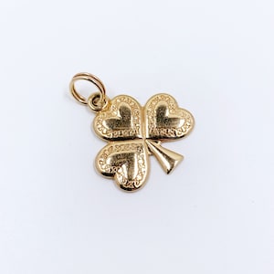 Vintage 14K Gold Lucky Heart Clover Charm 14K Three Leaf - Etsy