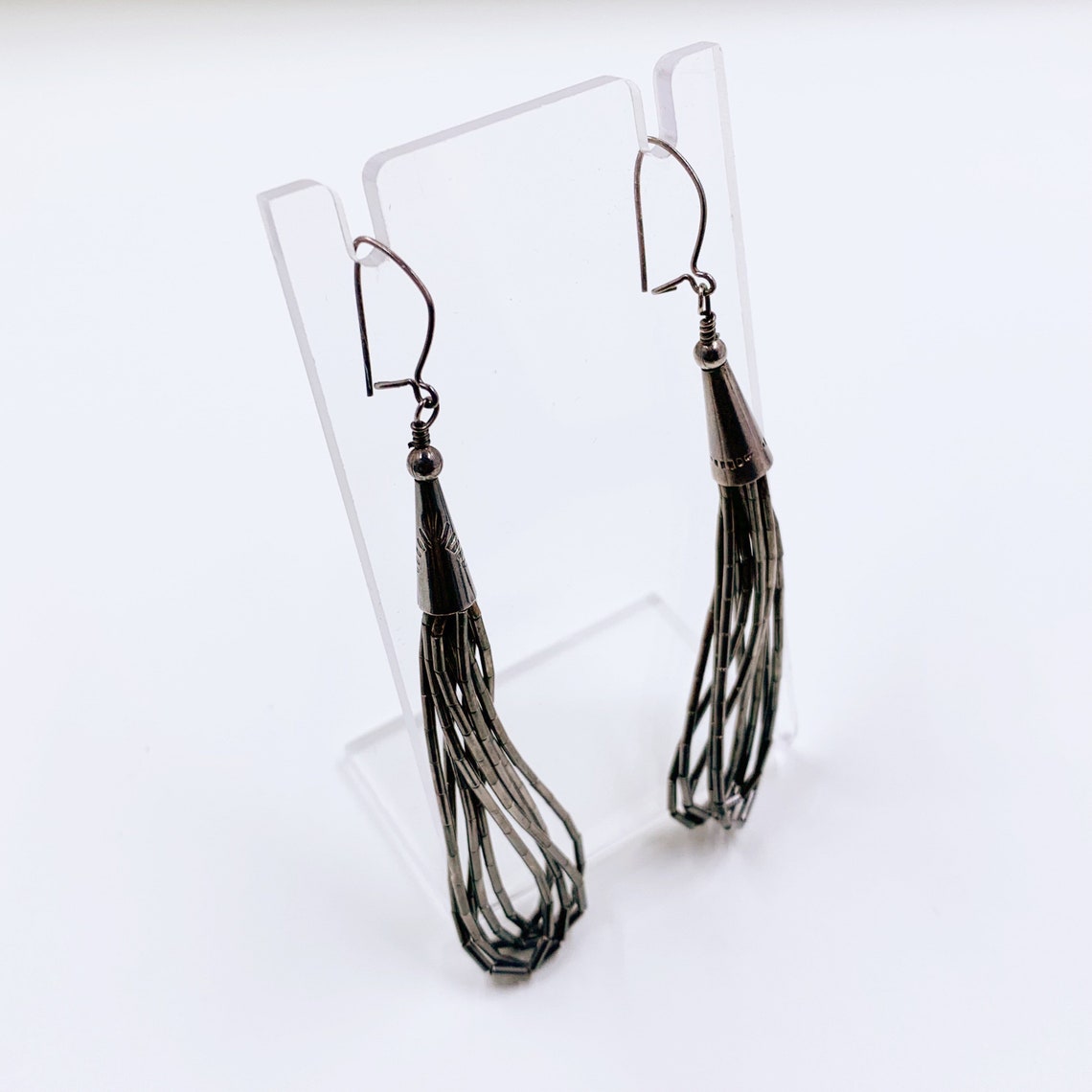 Vintage Liquid Silver Earrings 5 Strand | Etsy