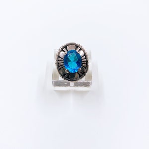 Vintage Sterling Silver Shadow Box Ring | Sterling Blue Stone Ring ...