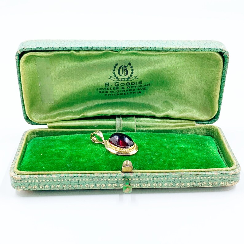 Victorian Garnet Gold Pendant Garnet Carbuncle 14K Gold Drop | Etsy