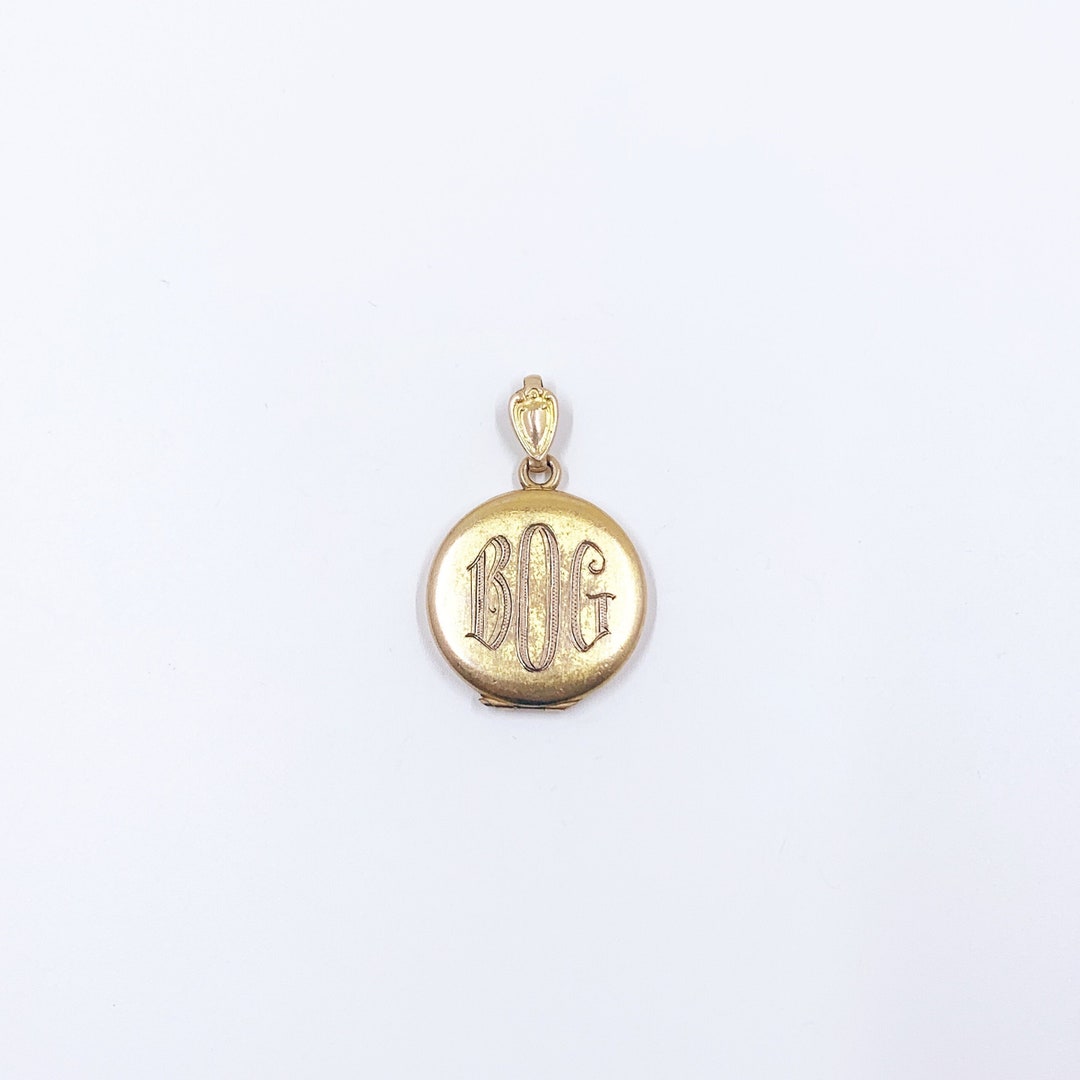 Antique Gold Filled Monogrammed Round Locket | BOG Monogram Bliss ...