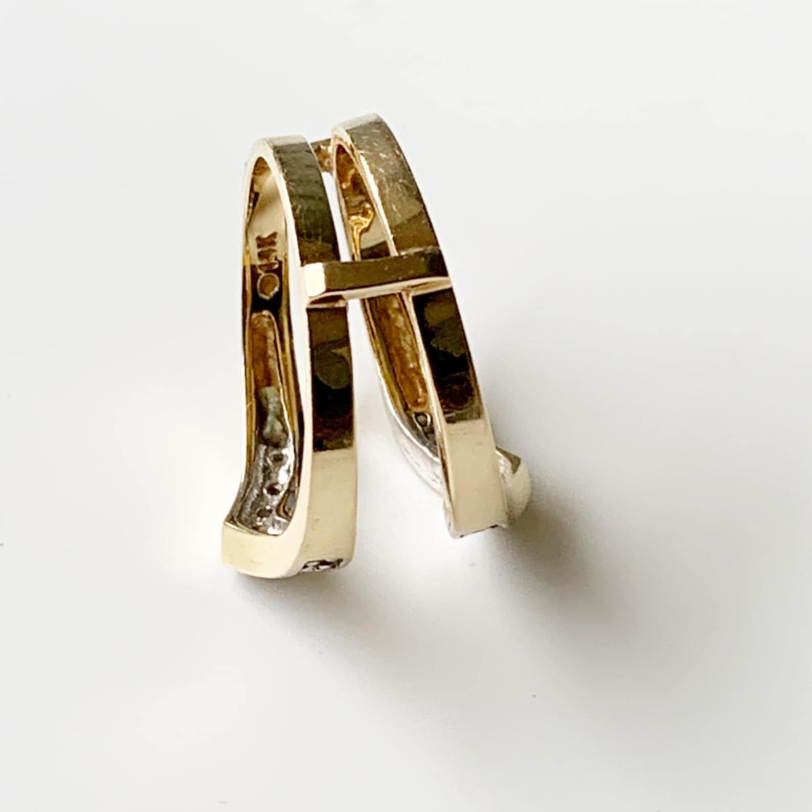 Vintage Gold Chevron Ring Enhancer 14K Gold and Diamond Ring | Etsy