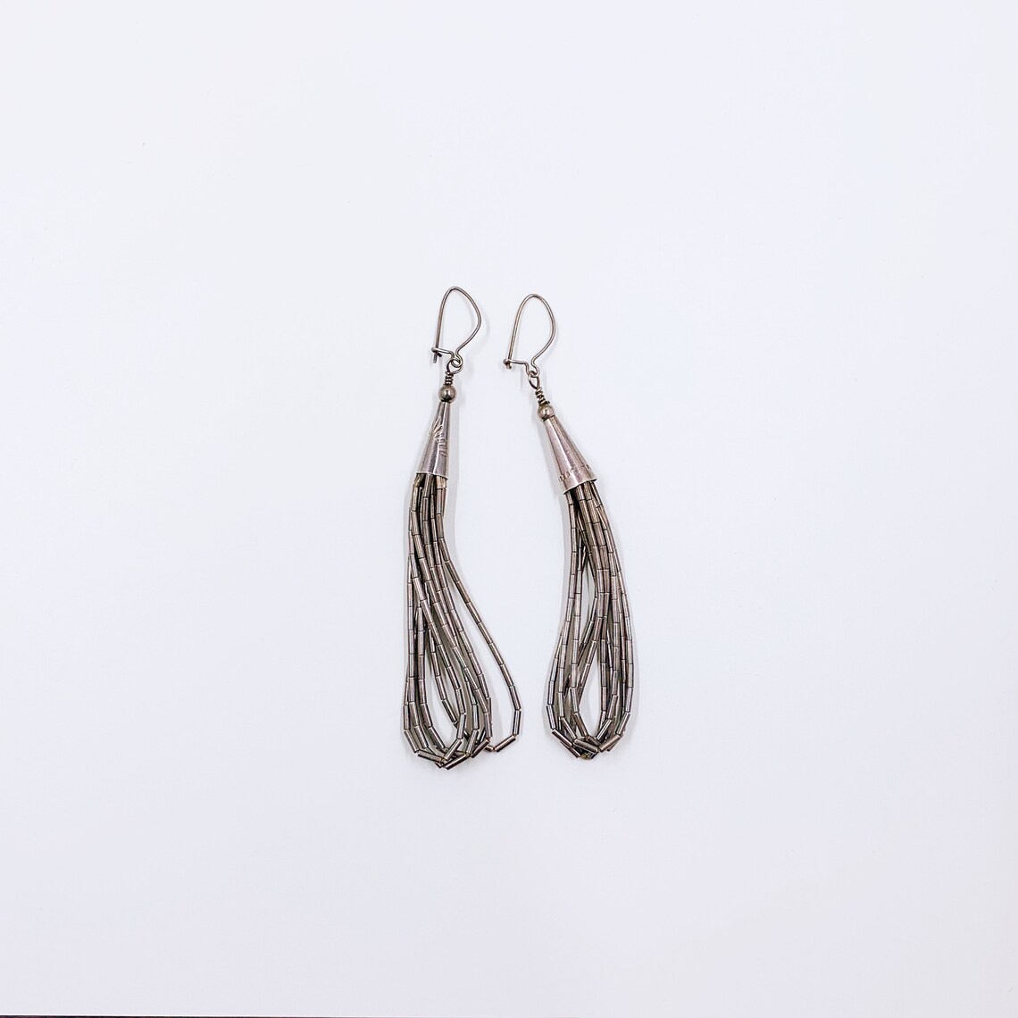 Vintage Liquid Silver Earrings 5 Strand | Etsy