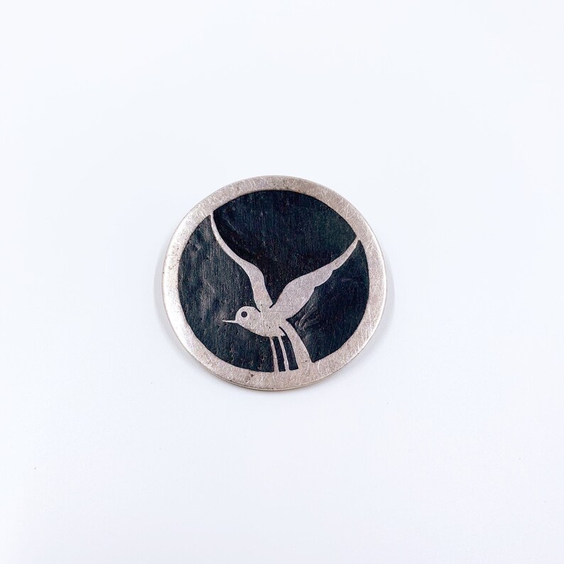 Vintage Sterling Bird Inlay Brooch Modernist Wood Inlay - Etsy