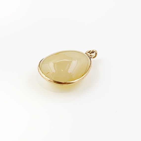 Victorian Yellow Agate 10k Gold Pendant - Agate Fob C… - Gem