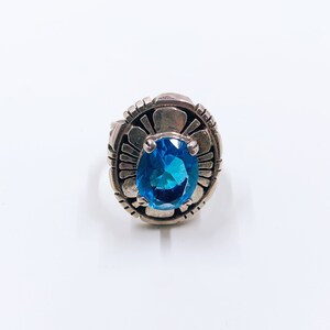 Vintage Sterling Silver Shadow Box Ring | Sterling Blue Stone Ring ...