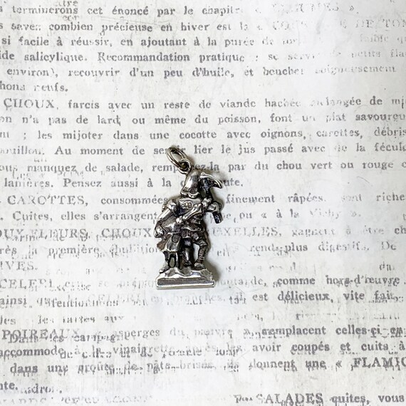 Vintage Silver Medieval Knight Charm - Gem