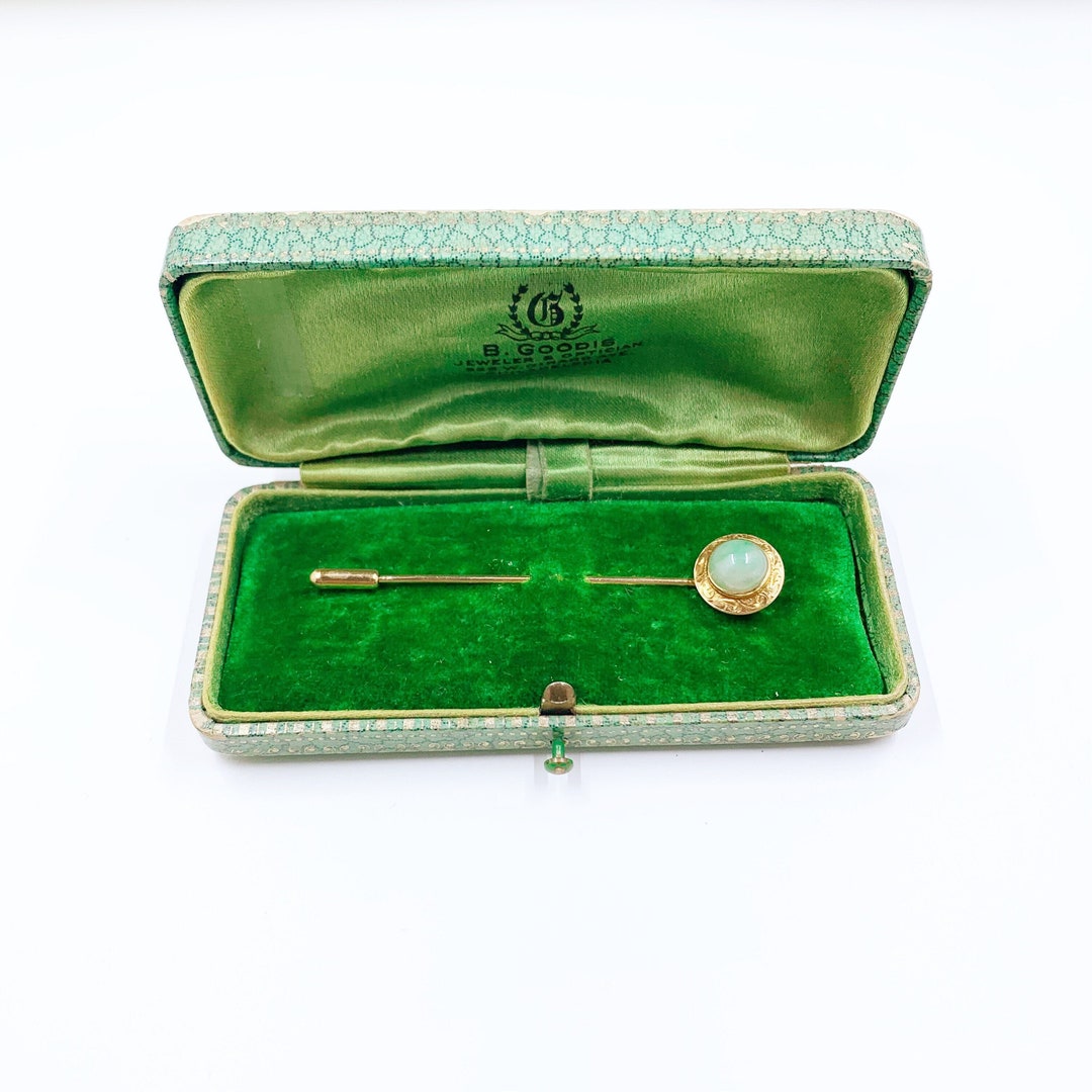 Antique Arts and Crafts 14K Jade Stick Pin | Gibson Krugler Co. - Etsy