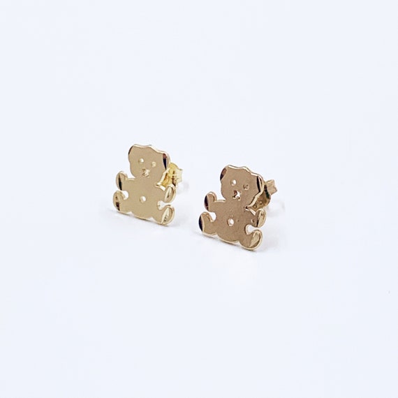 Vintage Michael Anthony 14k Gold Teddy Bear Earrings - Gem