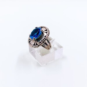 Vintage Sterling Silver Shadow Box Ring | Sterling Blue Stone Ring ...