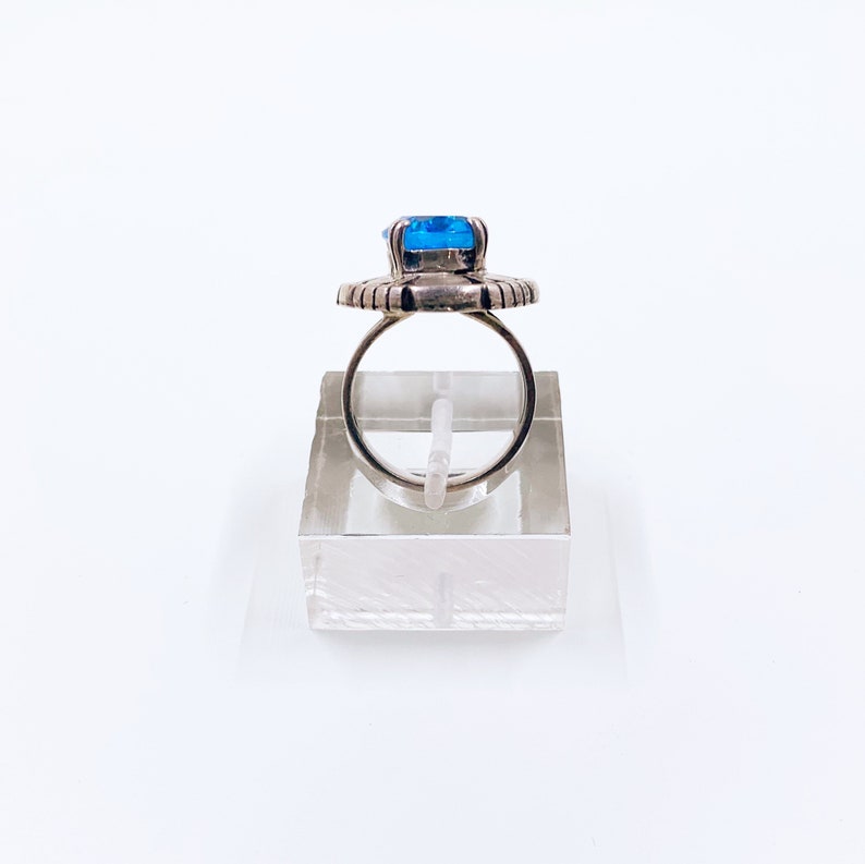 Vintage Sterling Silver Shadow Box Ring Sterling Blue Stone - Etsy