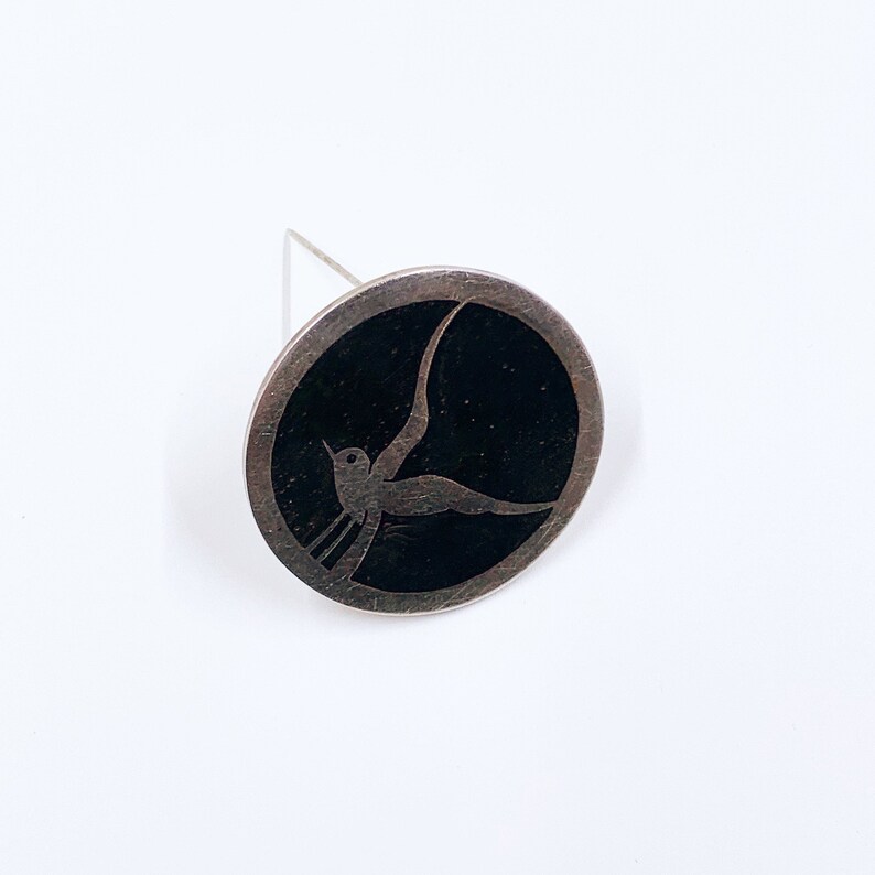 Vintage Sterling Bird Inlay Brooch Modernist Wood Inlay - Etsy