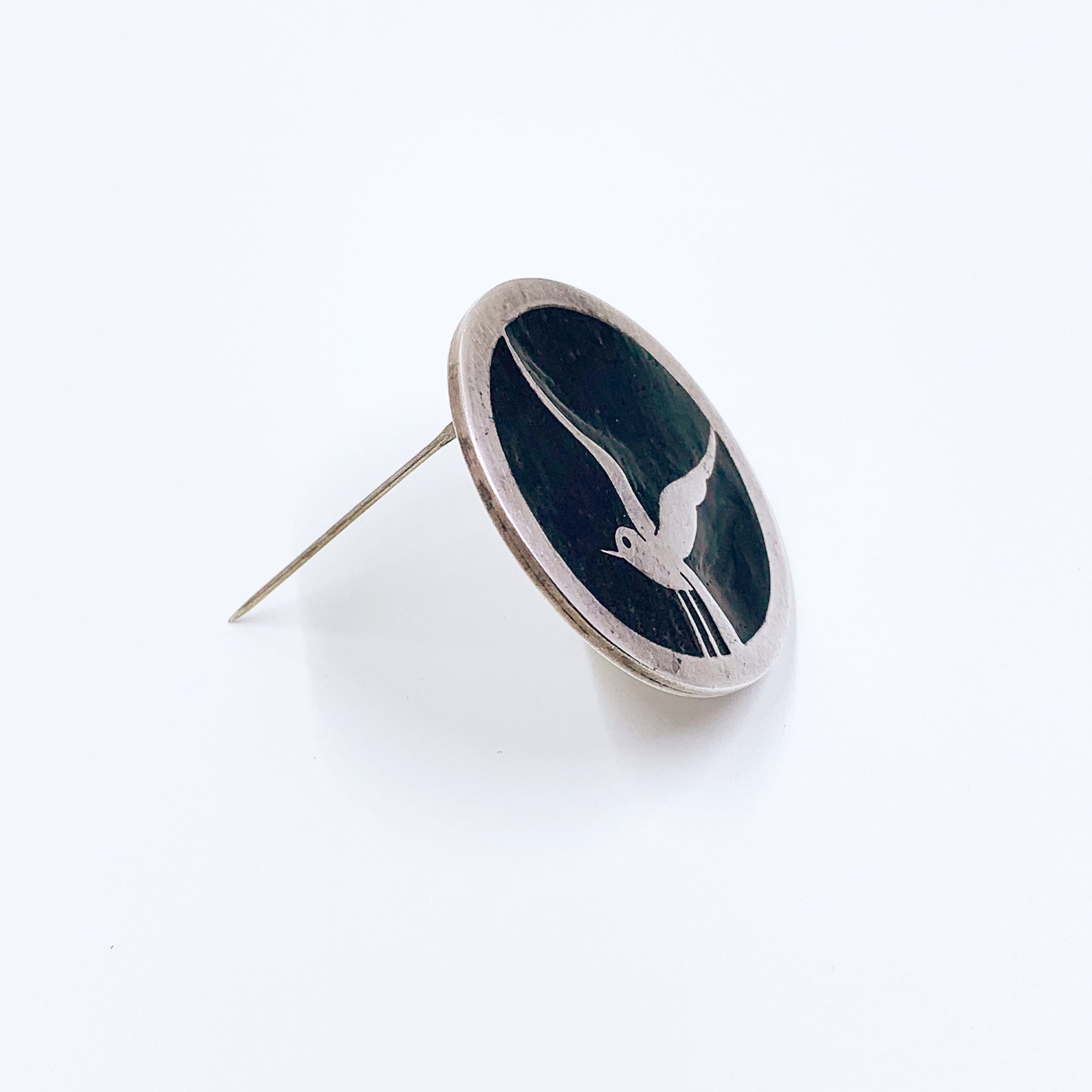 Vintage Sterling Bird Inlay Brooch Modernist Wood Inlay - Etsy
