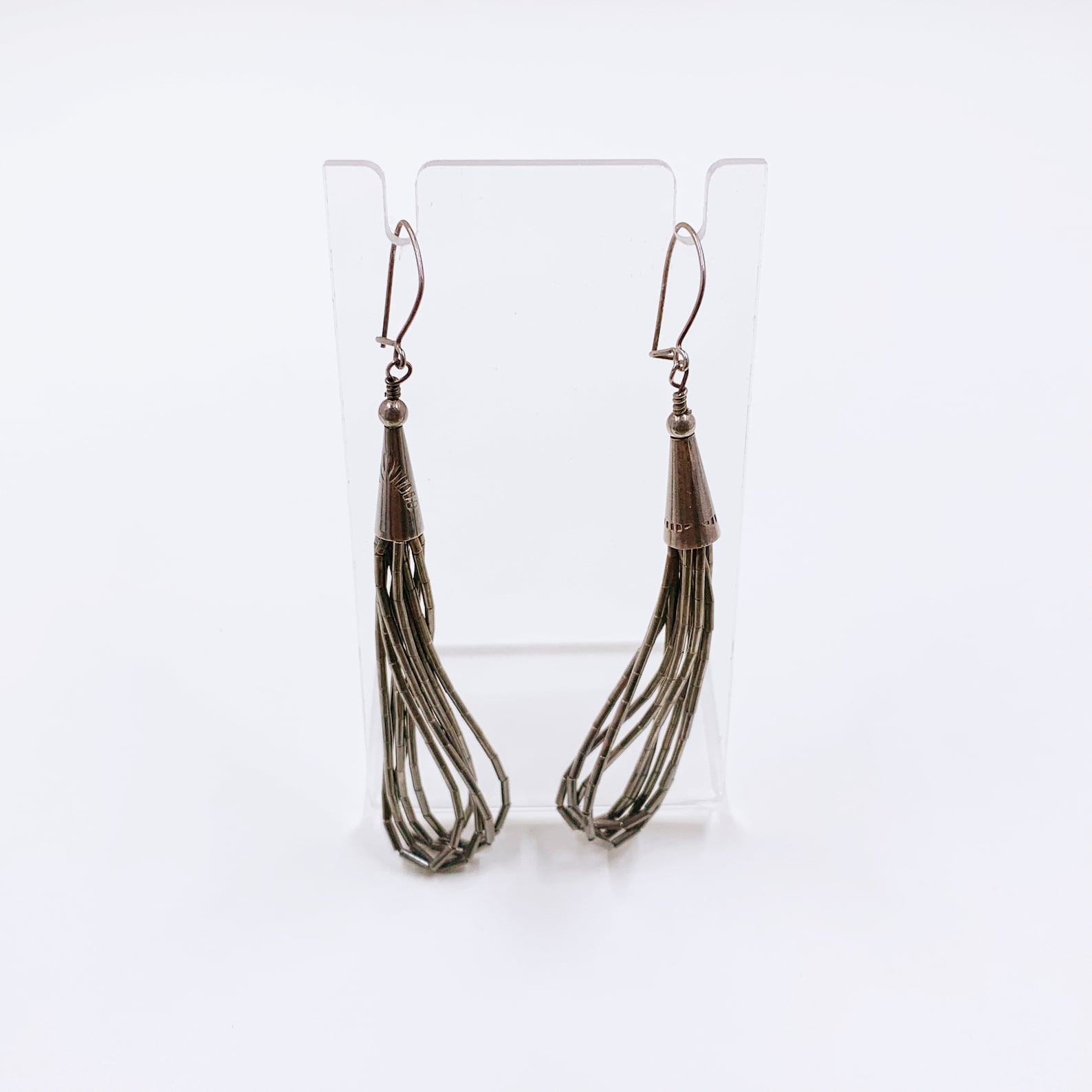 Vintage Liquid Silver Earrings 5 Strand Silver Heishi Bead - Etsy