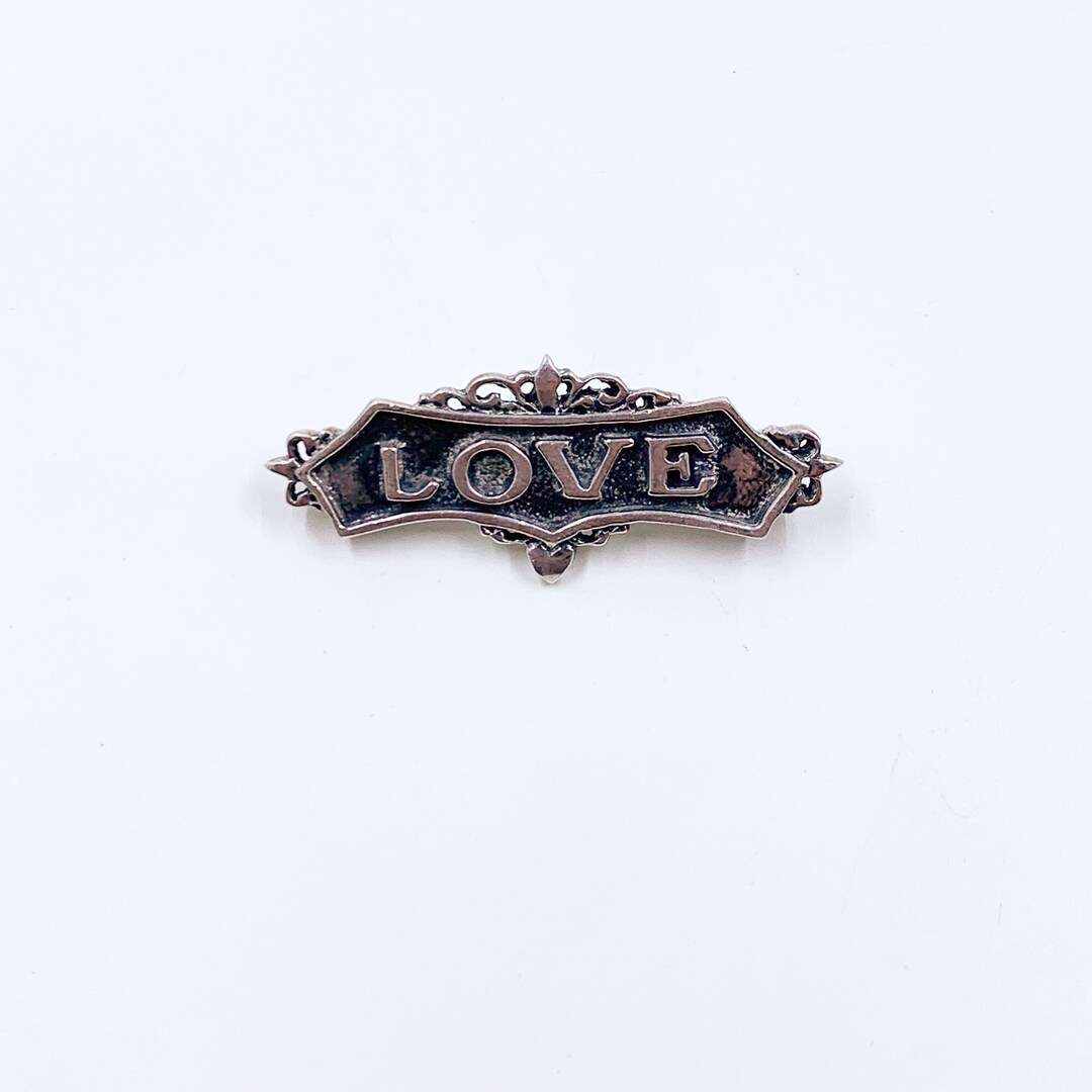 Vintage Silver LOVE Brooch | LOVE Letter Brooch - Etsy