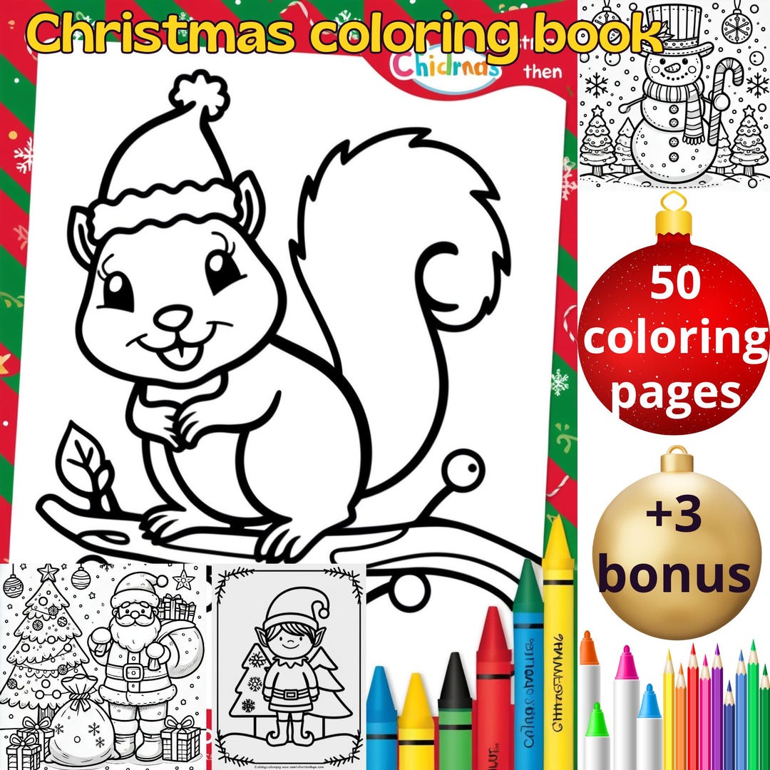 Printable Christmas Coloring Book,christmas Coloring Pages,printable ...